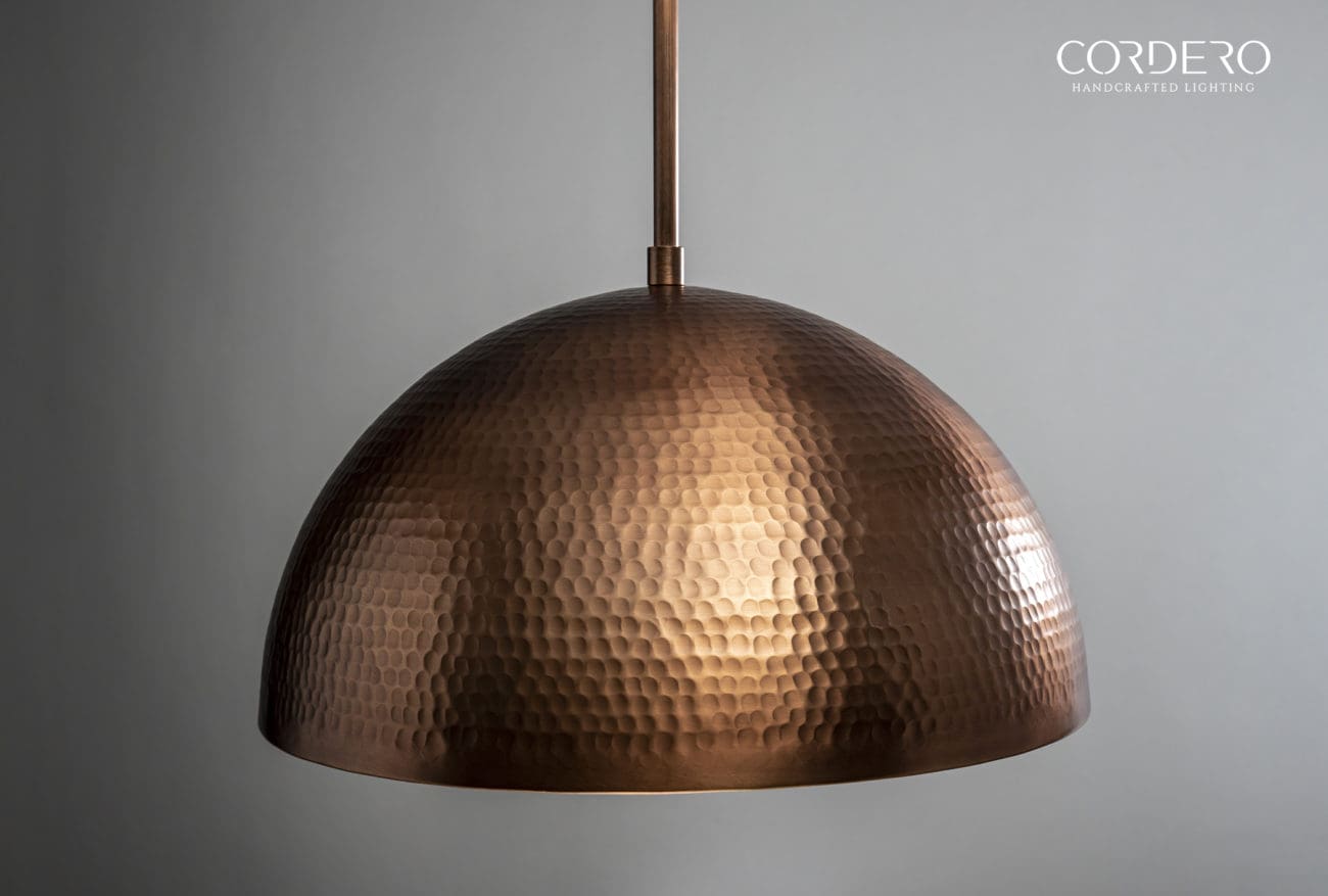 Copper Hammered Dome Pendant Light - Cordero Home & Lighting
