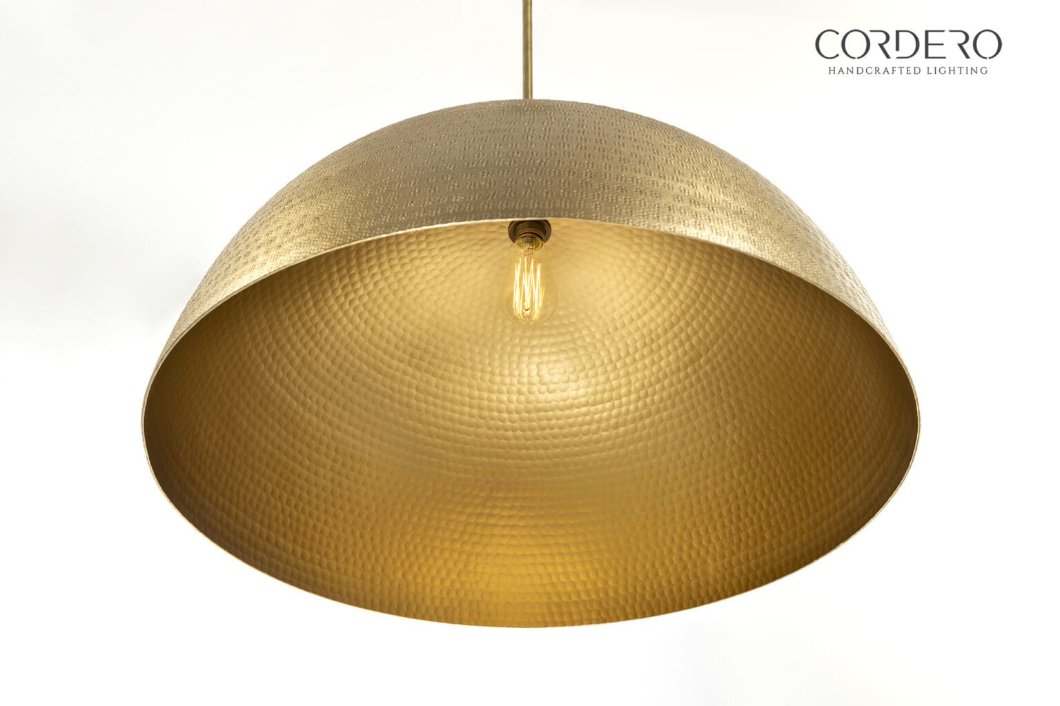 Brass Dominion Hammered Dome Pendant Light - Cordero Home & Lighting