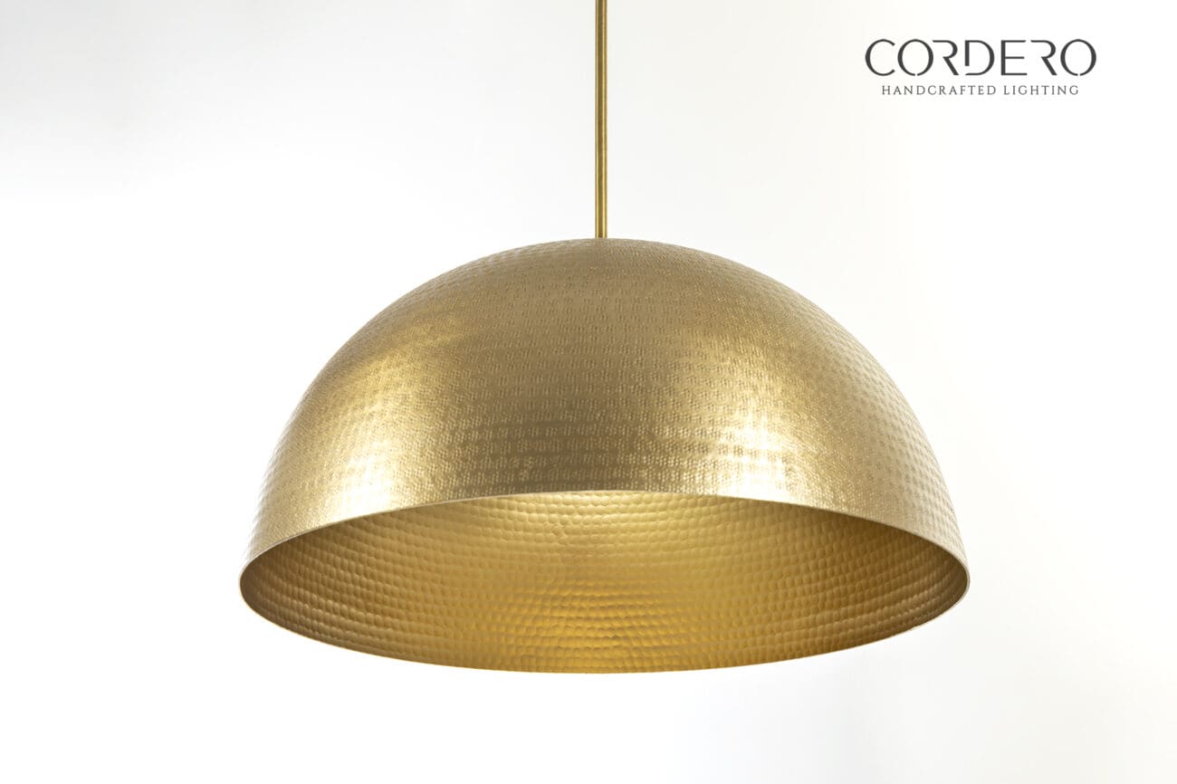 Brass Dominion Hammered Dome Pendant Light - Cordero Home & Lighting