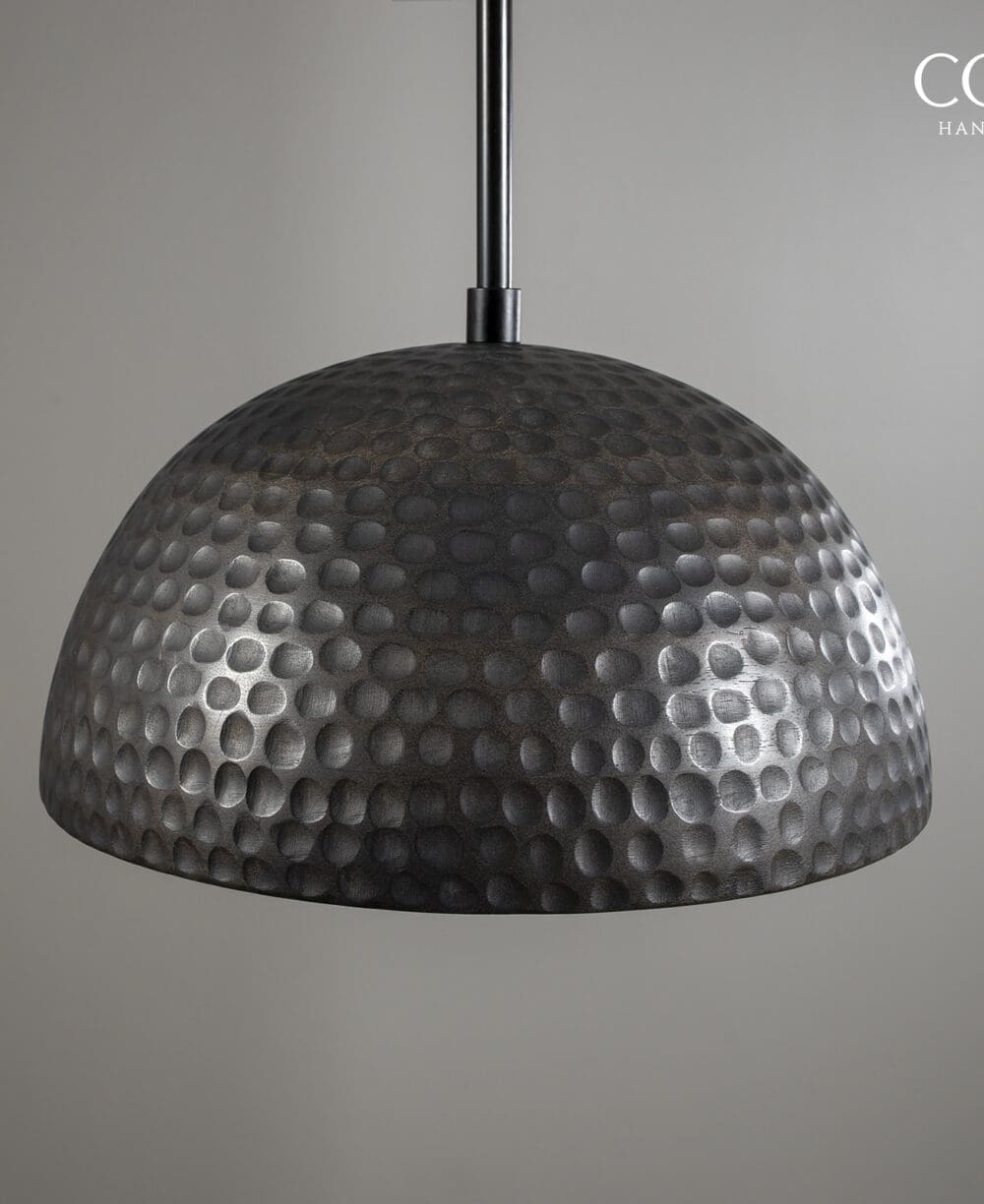 Jacobean Wood Hammered Dome Pendant Light - Cordero Home & Lighting