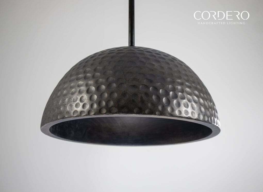 Black Wood Hammered Dome Pendant Light - Cordero Home & Lighting