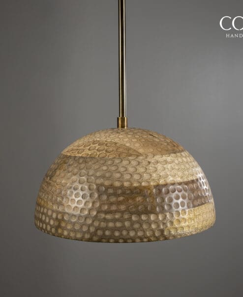 Natural Wood Hammered Dome Pendant Light - Cordero Home & Lighting