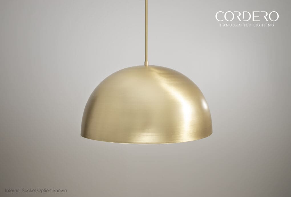 Brushed Brass Hammered Dome Pendant Light Fixture