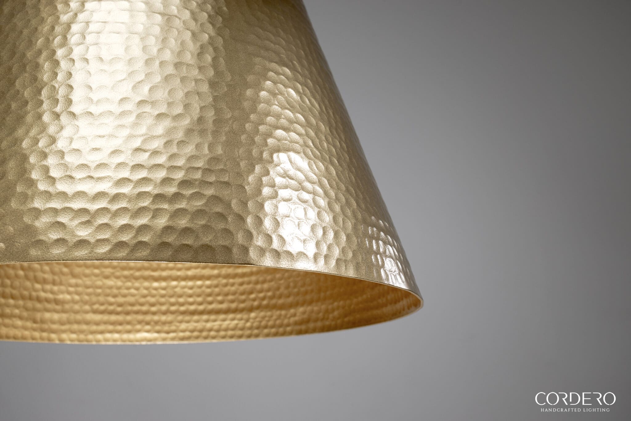Brass Hammered Kinsmore Cone Pendant Light