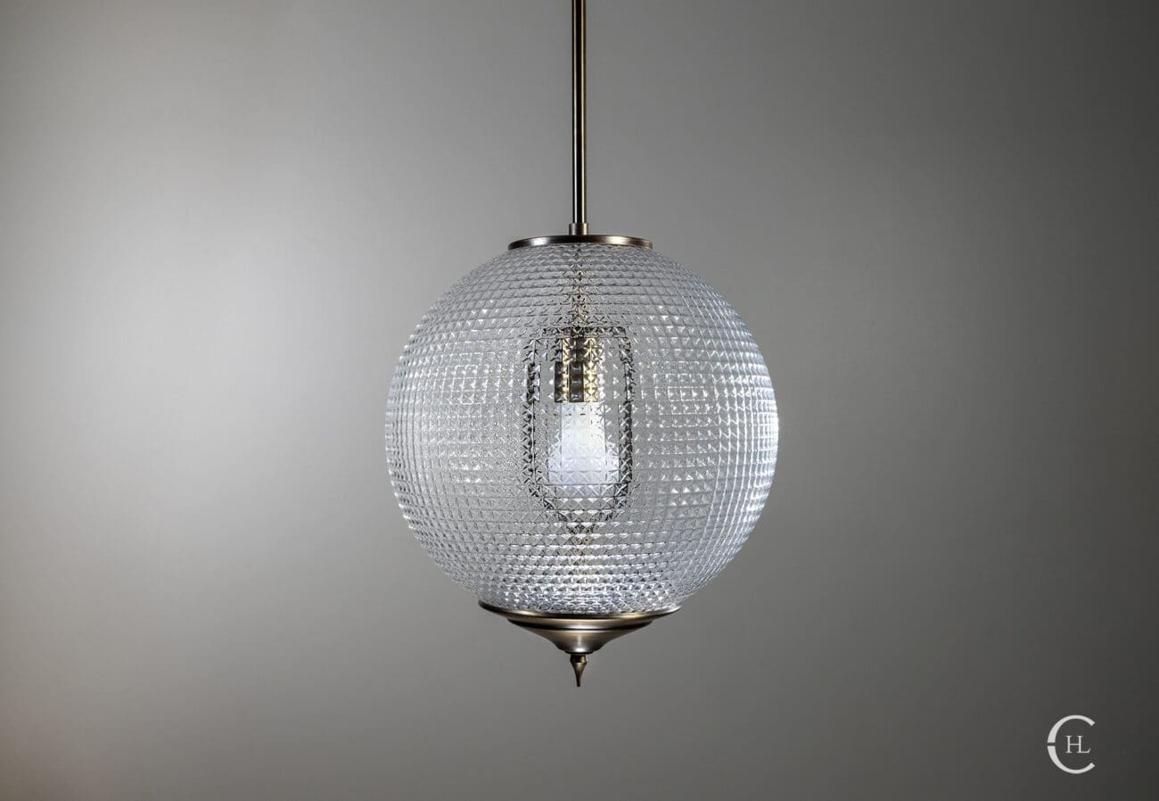 14" Diamond Cut Globe Pendant - Cordero Home & Lighting