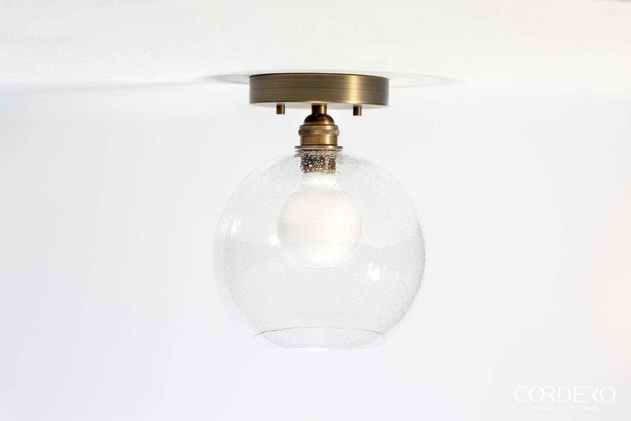 Luna Semi-Flush Mount Light Fixture - Seeded - Cordero Home & Lighting